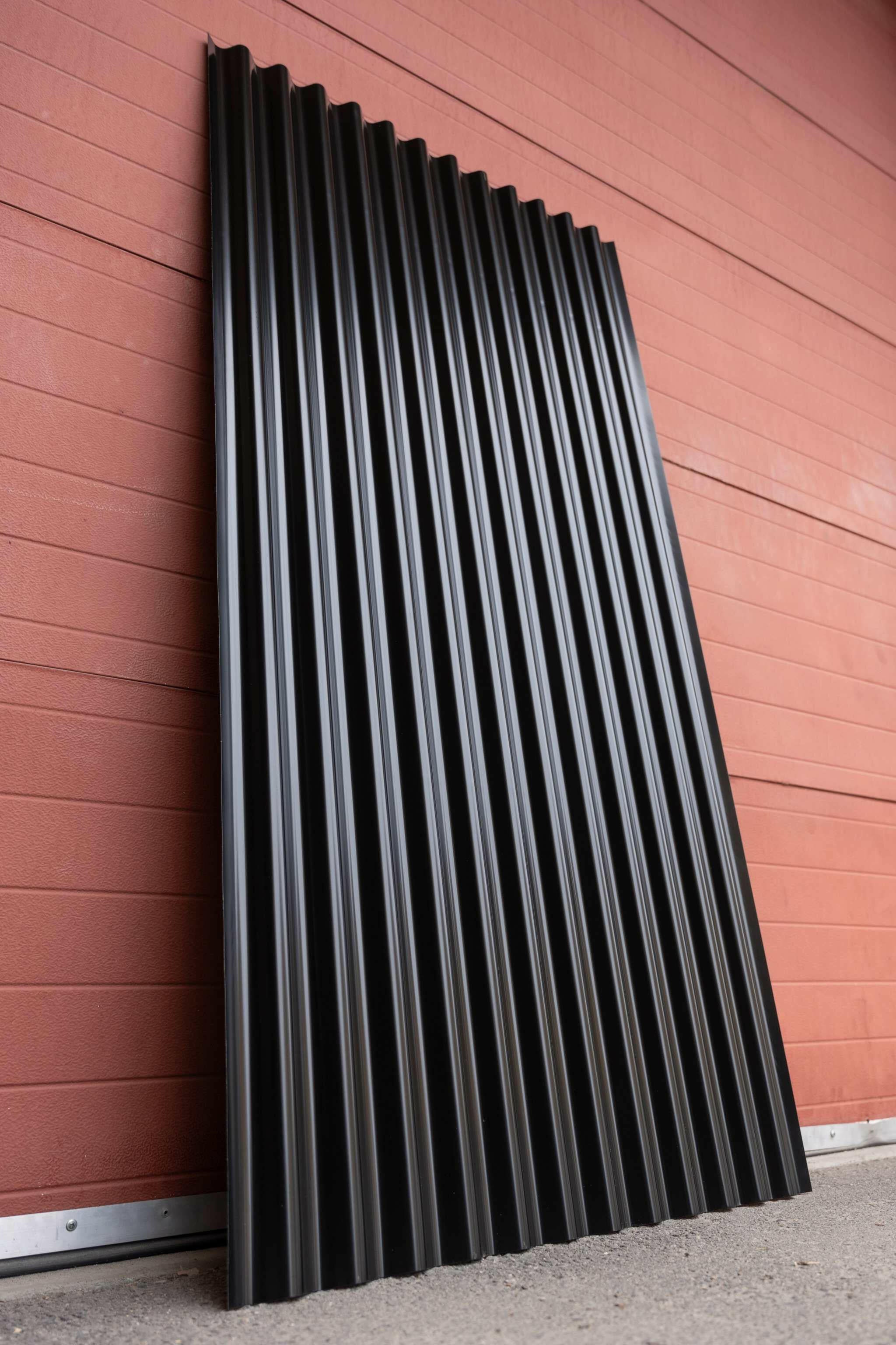 Modern Corrugated Metal Wall Panel Sunlight On Brown Modern Office On